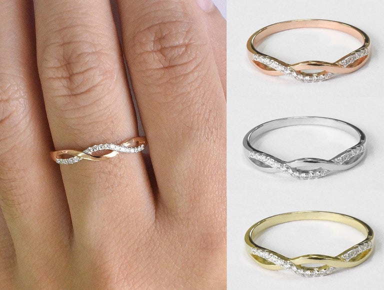 Customizable 14k Gold Diamond Infinity Band Wedding Ring For Sale at ...