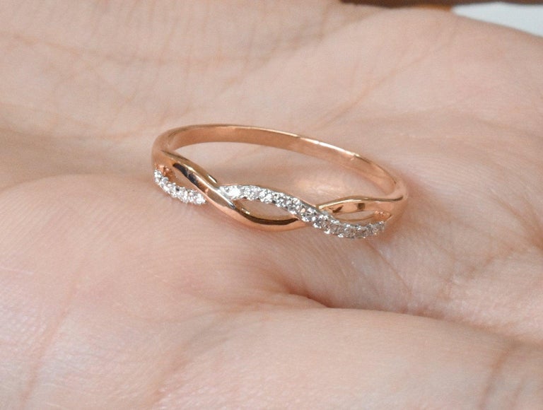 Customizable 14k Gold Diamond Infinity Band Wedding Ring For Sale at ...
