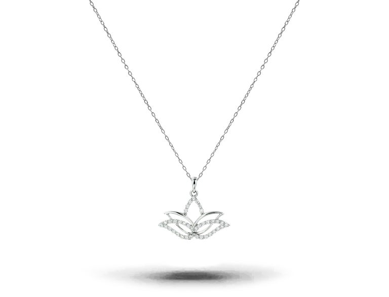 14k Gold Diamond Lotus Necklace Minimalist Spiritual Lotus Necklace For ...