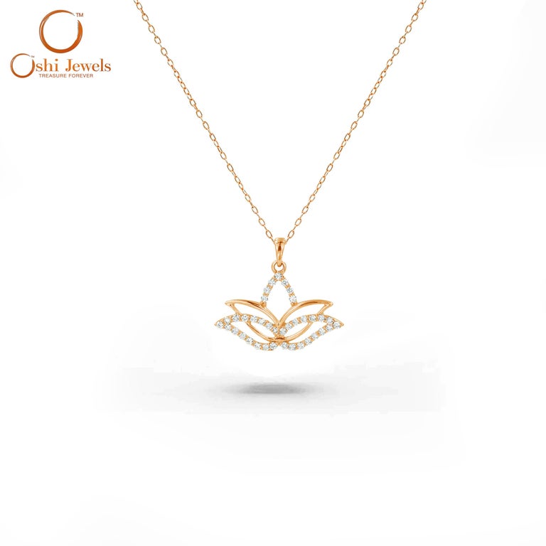 14k Gold Diamond Lotus Necklace Minimalist Spiritual Lotus Necklace For ...