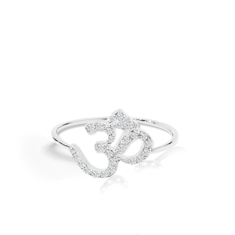 Customizable 14K Gold 0.15 Carat Diamond Om Hindu Religious Ring For ...