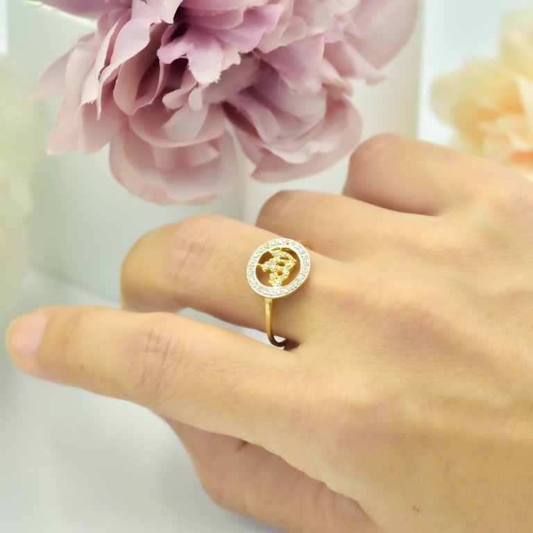 Customizable 14K Gold Diamond Religious Ring Allah Diamond Ring Islam ...