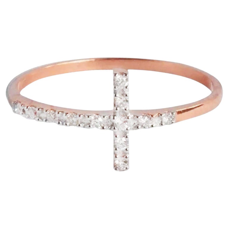 Customizable 14k Gold Diamond Sideways Cross Ring Diamond Wedding Band ...