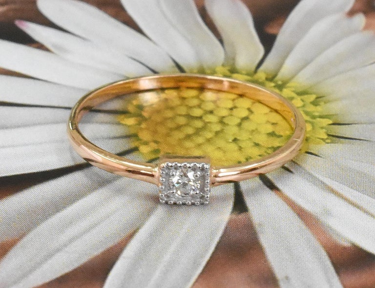 Customizable 14k Gold Diamond Solitaire Ring Square Diamond Engagement ...