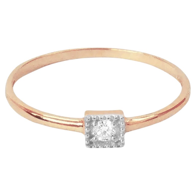 Customizable 14k Gold Diamond Solitaire Ring Square Diamond Engagement ...