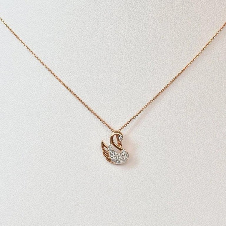 14k Gold Diamond Swan Necklace Lucky Swan Minimal Diamond Necklace For ...