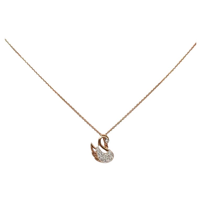 14k Gold Diamond Swan Necklace Lucky Swan Minimal Diamond Necklace For ...