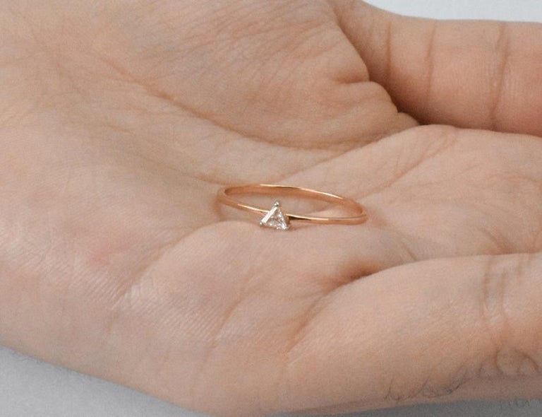 Customizable 14k Gold Diamond Triangle Solitaire Diamond Triangle Ring ...