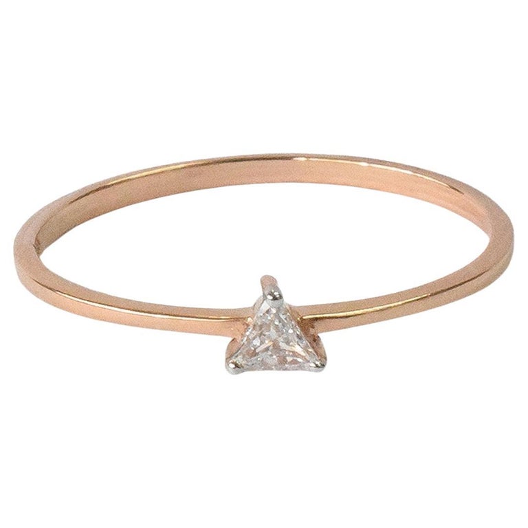 Customizable 14k Gold Diamond Triangle Solitaire Diamond Triangle Ring ...