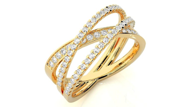 Customizable 14K Gold Diamond Trinity Ladies Ring For Sale at 1stDibs