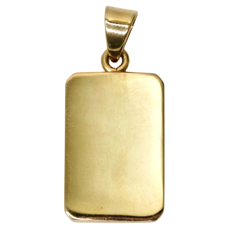 14k Gold Dog Tag Pendant For Sale at 1stDibs