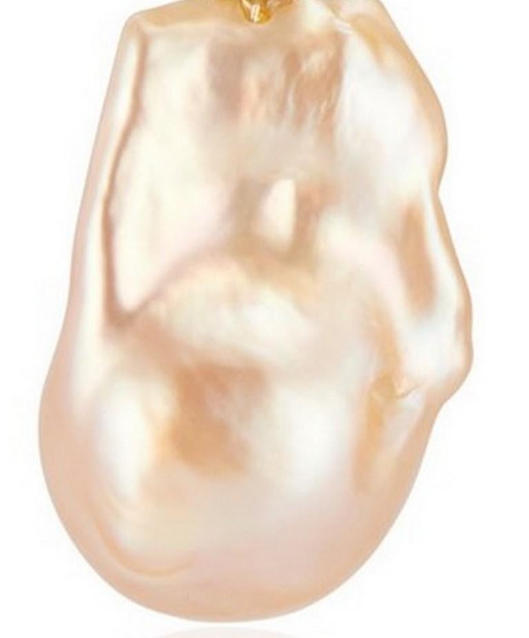 14 Karat Gold Double Bubble Baroque Pearl Earrings For Sale at 1stDibs