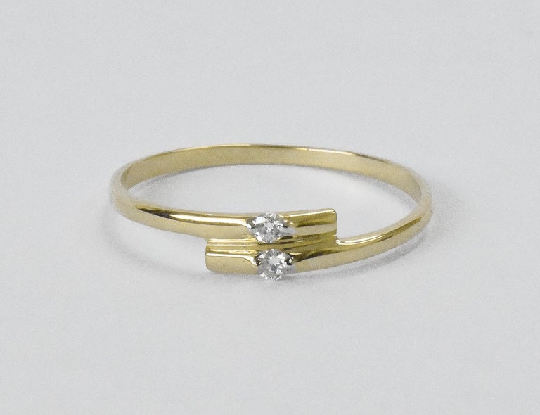 Customizable 14k Gold Double Diamond Ring Dual Diamond Ring Stacking ...