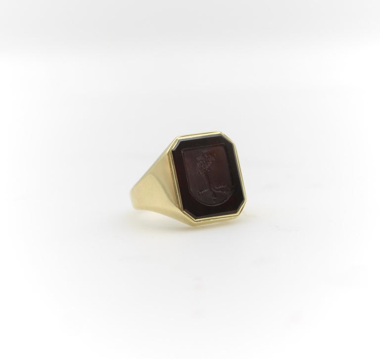 Customizable 14K Gold Dutch Intaglio Signet Ring with Bird Talon For ...