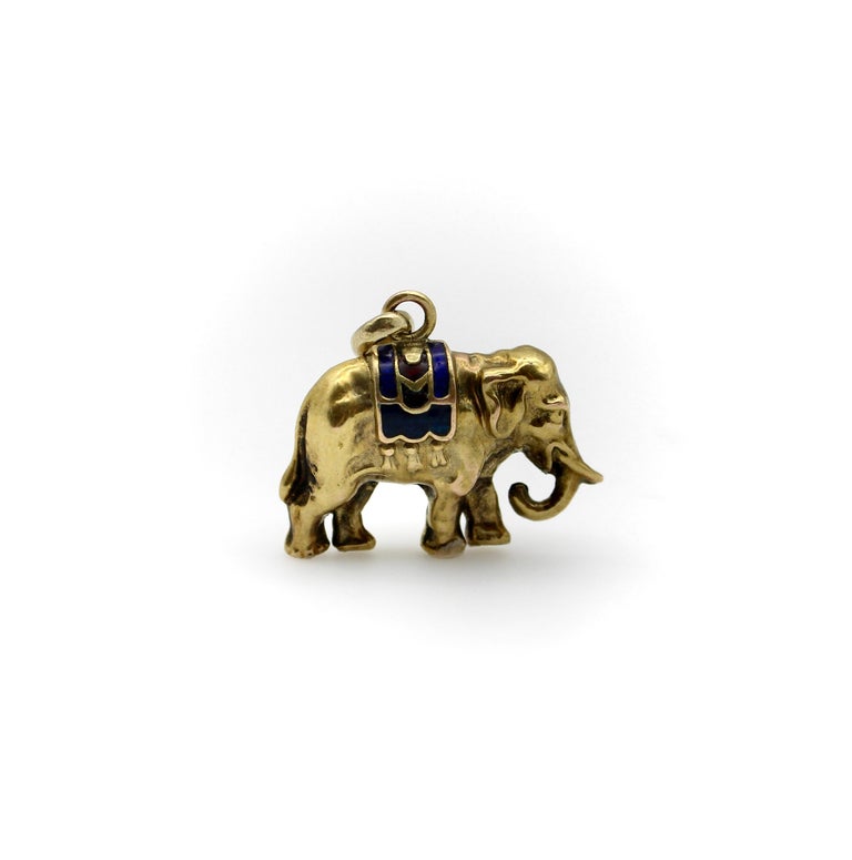 14K Gold Edwardian Elephant Charm For Sale at 1stDibs