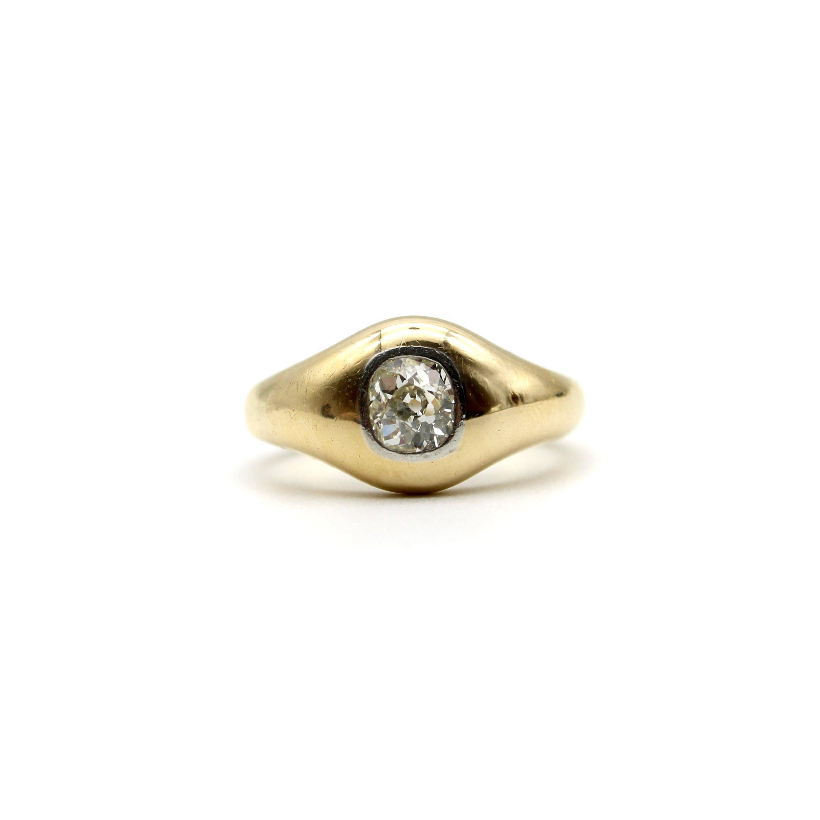14K Gold Edwardian Old Mine Cut Diamond Gypsy Ring For Sale at 1stDibs ...