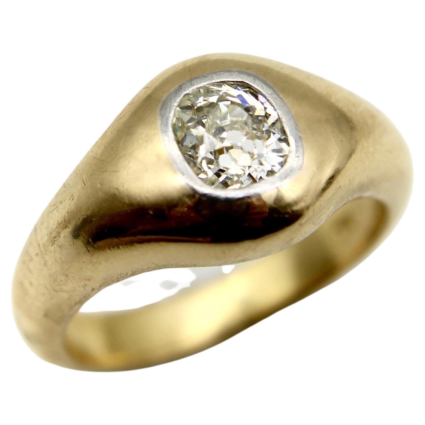 14K Gold Edwardian Old Mine Cut Diamond Gypsy Ring For Sale at 1stDibs ...