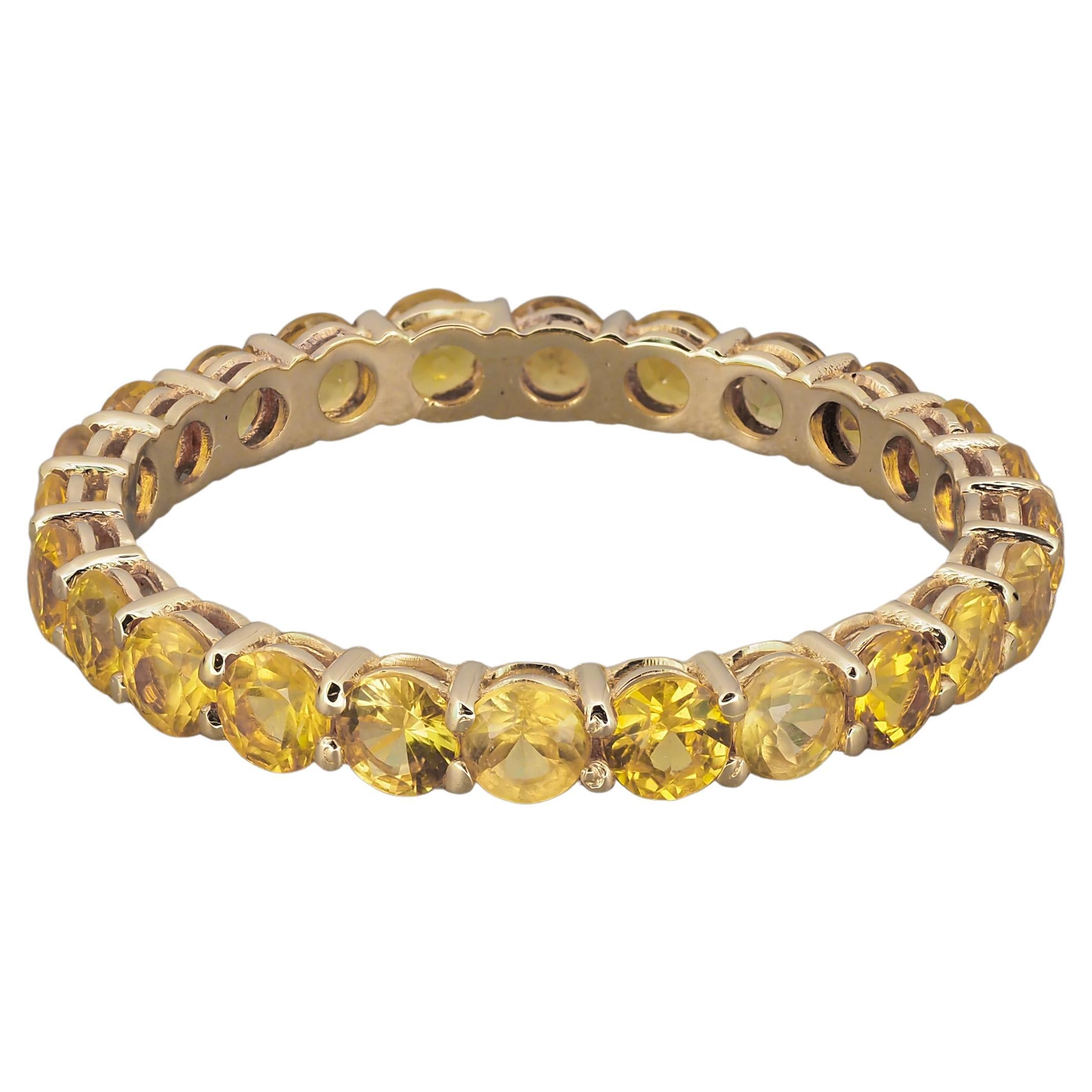 14k Yellow Gold Memory, memoire, Eternity Ring with 20 Champagne ...