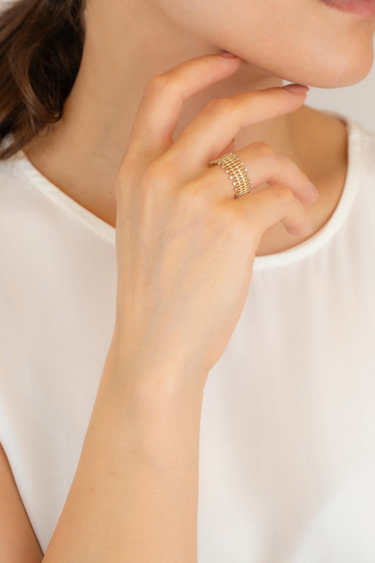 Customizable 14K Gold Fence Ring, Dainty Fence Ring, 14K Gold Dainty ...
