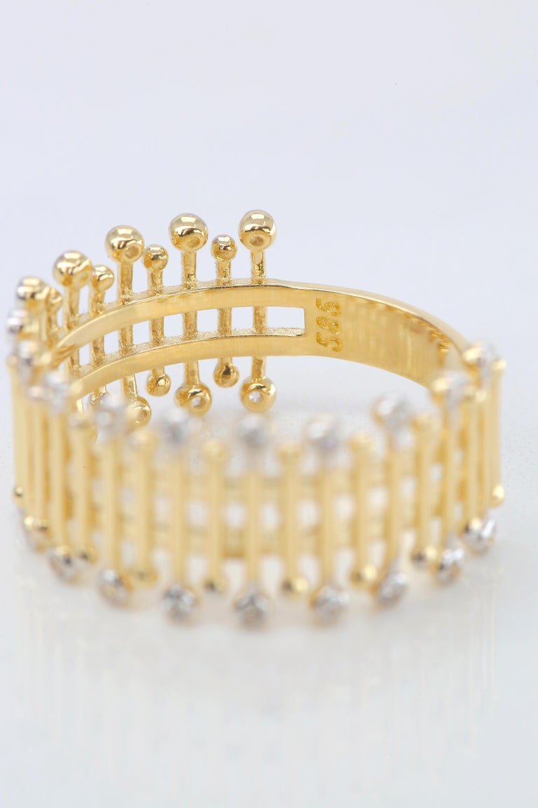 Customizable 14K Gold Fence Ring, Dainty Fence Ring, 14K Gold Dainty ...
