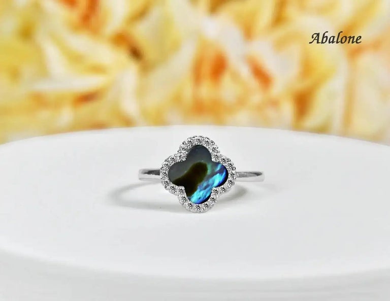 Customizable 14k Gold Gemstone Clover Ring Solid Gold Diamond For Sale ...