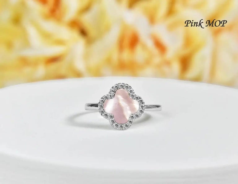 Customizable 14k Gold Gemstone Clover Ring Solid Gold Diamond For Sale ...