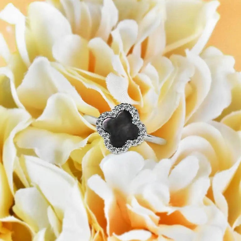 Customizable 14k Gold Gemstone Clover Ring Solid Gold Diamond For Sale ...
