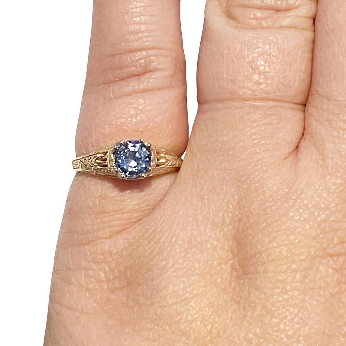 14k Gold Geometric .97 Carat Corn Flower Blue Ceylon Sapphire ...