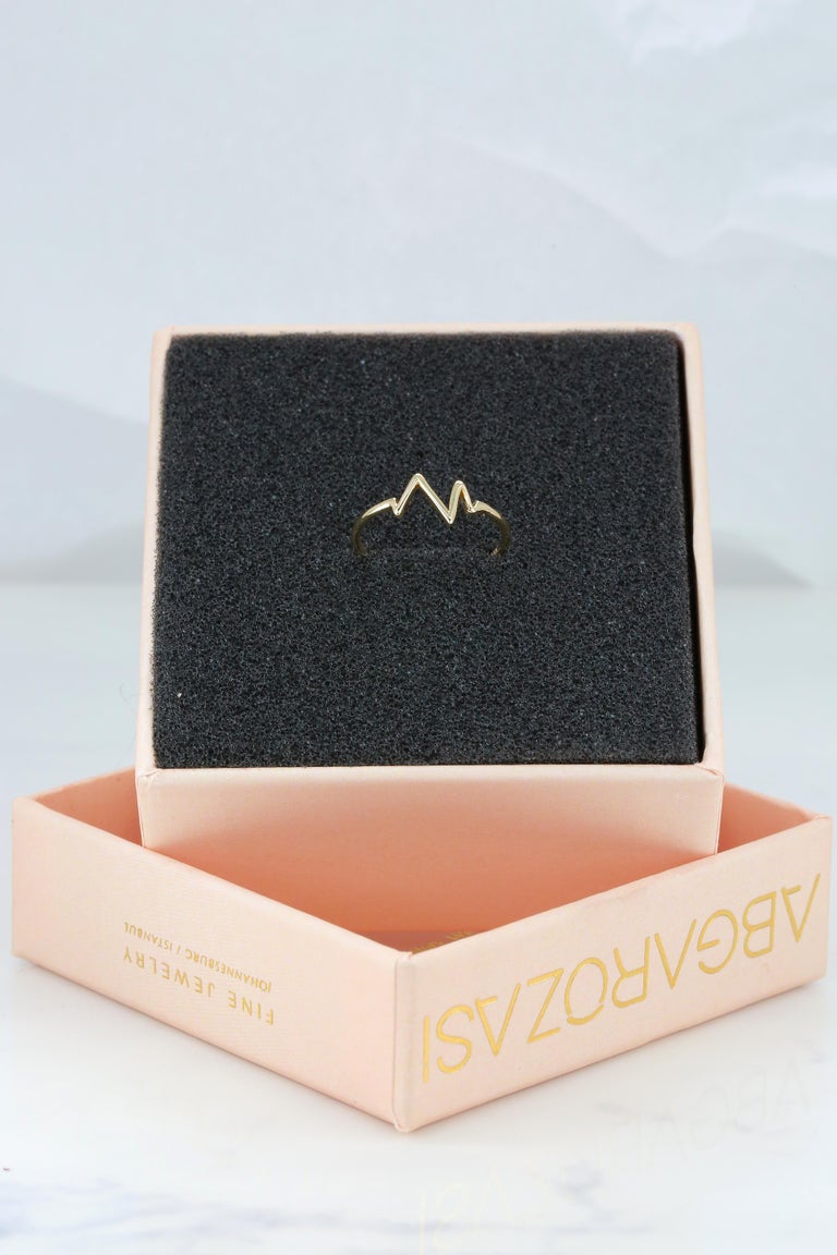 Customizable 14K Gold Heart Beat Ring, Gold Stacking Ring, Gold Heart ...