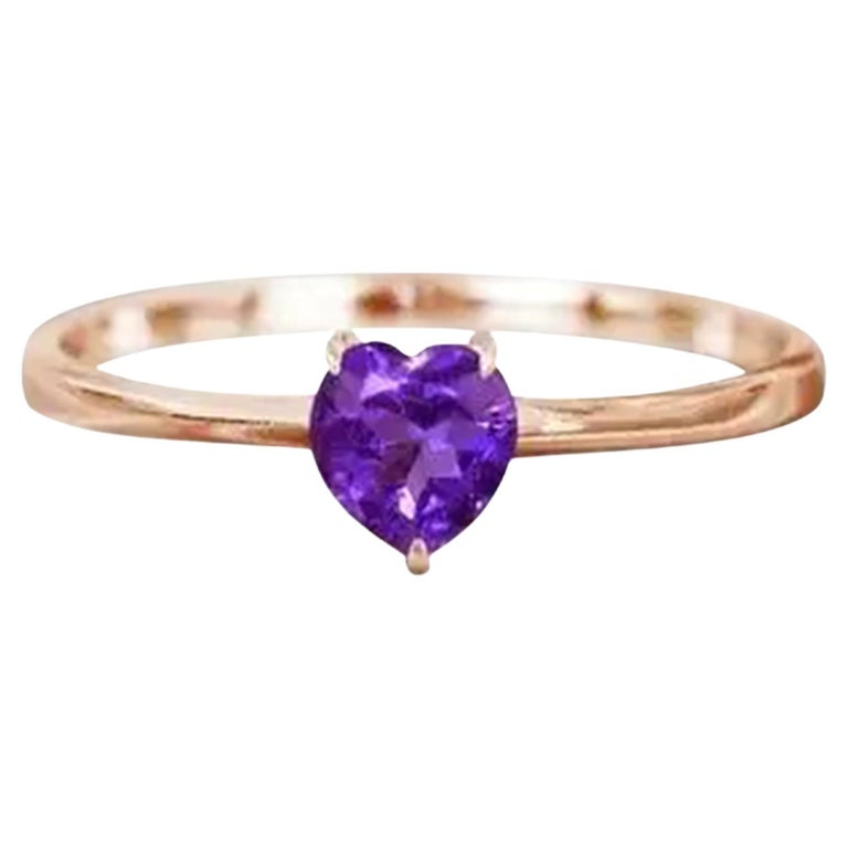 Customizable 14k Gold Heart Gemstone 5x5 mm Heart Gemstone Ring ...