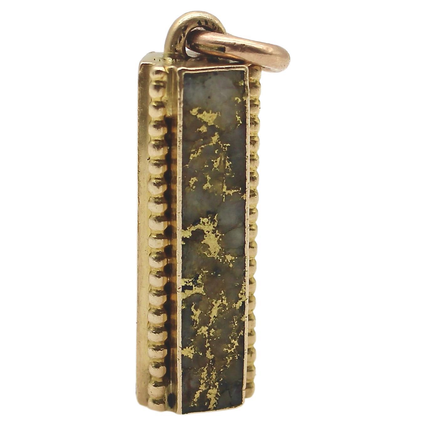Victorian 14K Gold in Quartz Gold Rush Fob Pendant For Sale at 1stDibs