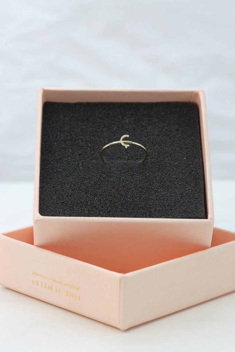 Customizable 14K Gold Initial Ç Letter Ring, Personalized Initial ...