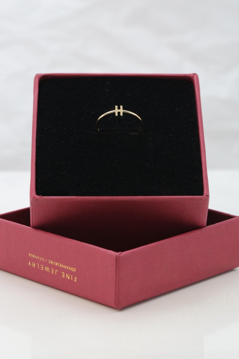 Customizable 14K Gold Initial H Letter Ring, Personalized Initial ...