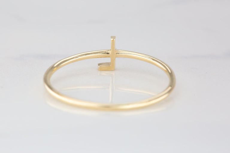 Customizable 14K Gold Initial L Letter Ring, Personalized Initial ...