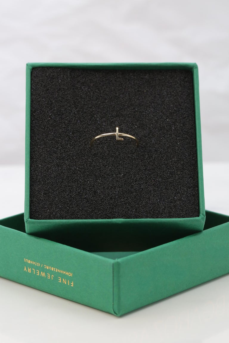 Customizable 14K Gold Initial L Letter Ring, Personalized Initial ...