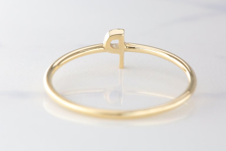 Customizable 14K Gold Initial P Letter Ring, Personalized Initial ...