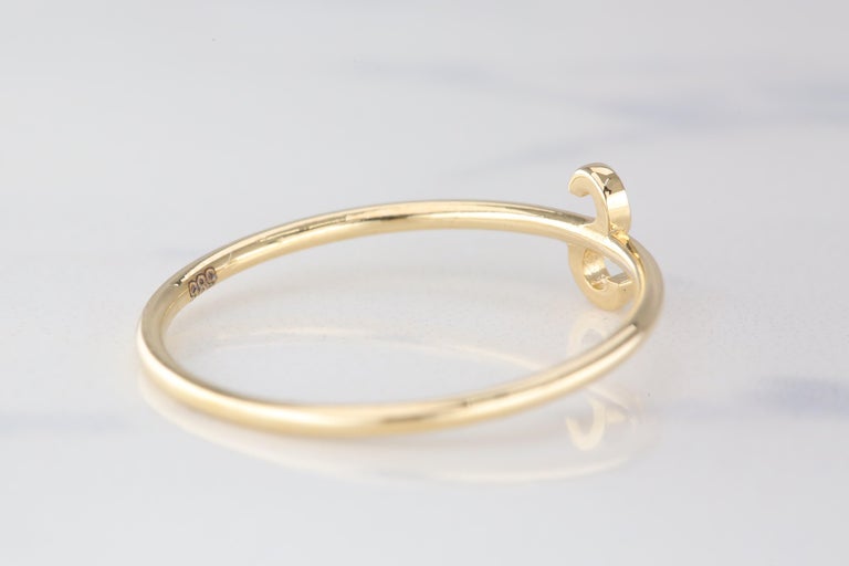 Customizable 14K Gold Initial S Letter Ring, Personalized Initial ...