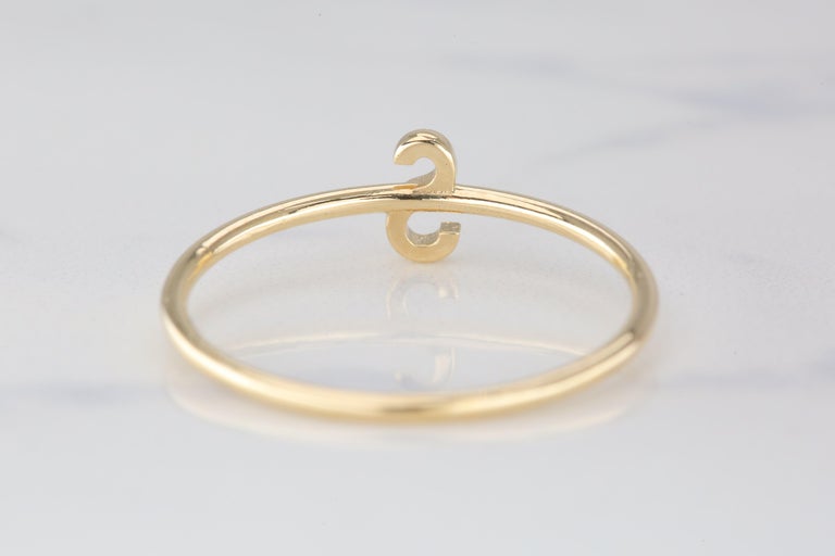 Customizable 14K Gold Initial S Letter Ring, Personalized Initial ...