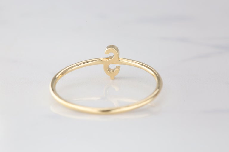 Customizable 14K Gold Initial Ş Letter Ring, Personalized Initial ...