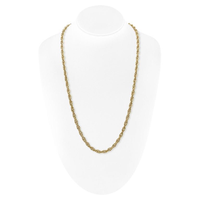 14K Gold Long Chain Necklace For Sale at 1stDibs