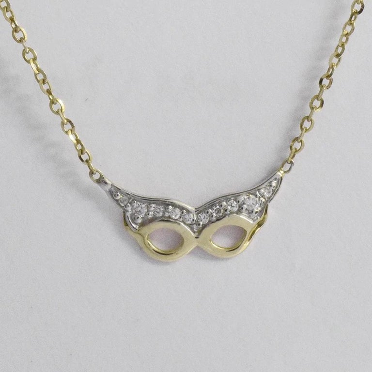 14k Gold Masquerade Mask Diamond Necklace Layering Simple Necklace For ...