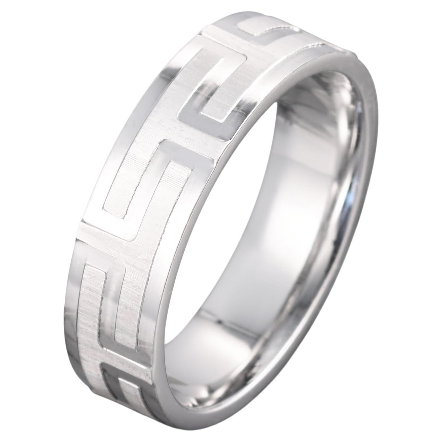 14 Carat Gold Geometric Greek Key Band Vintage Sculptural Ring at ...