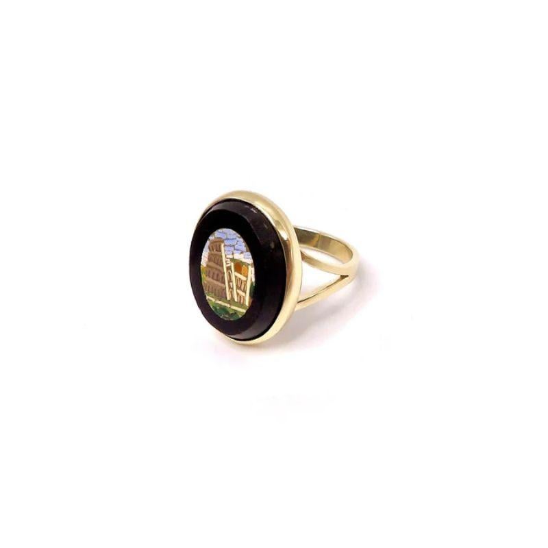 14K Gold Micro Mosaic Colosseum Ring For Sale at 1stDibs
