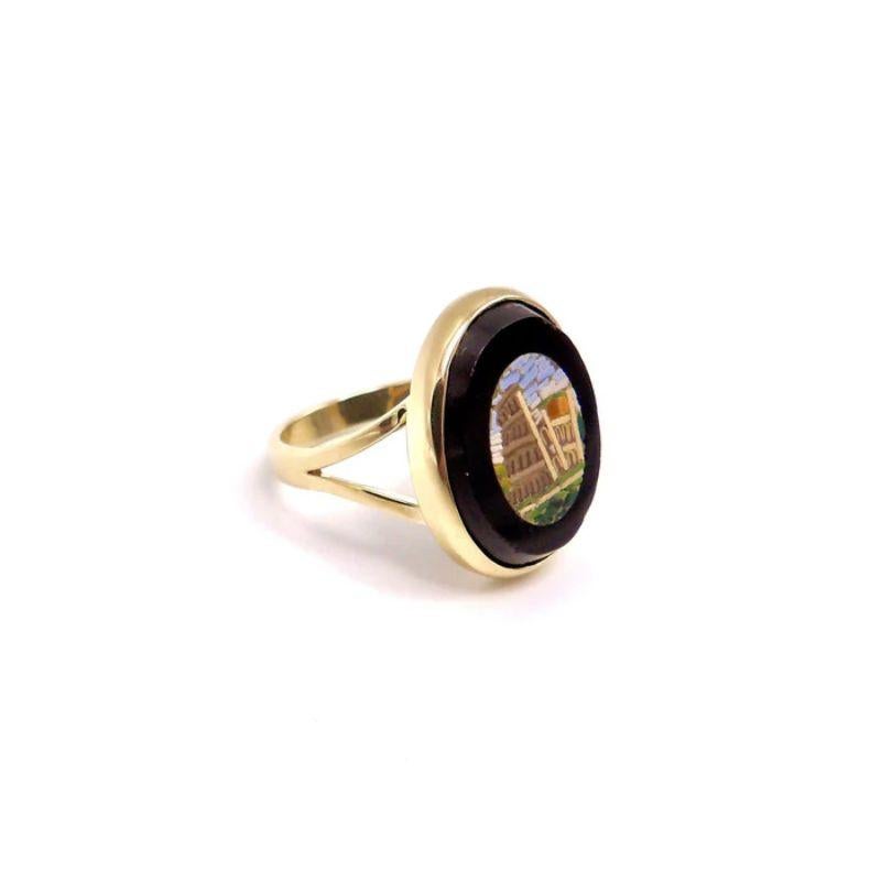 14K Gold Micro Mosaic Colosseum Ring For Sale at 1stDibs