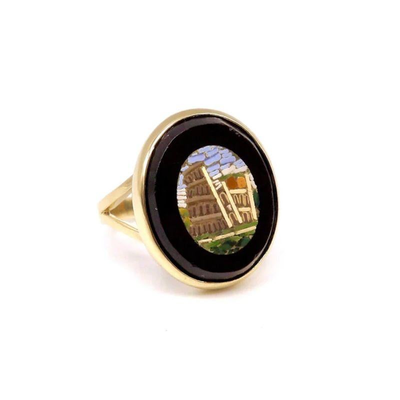 14K Gold Micro Mosaic Colosseum Ring For Sale at 1stDibs