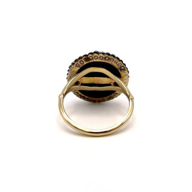 14K Gold Micro Mosaic Ring of Coliseum with Halo For Sale at 1stDibs