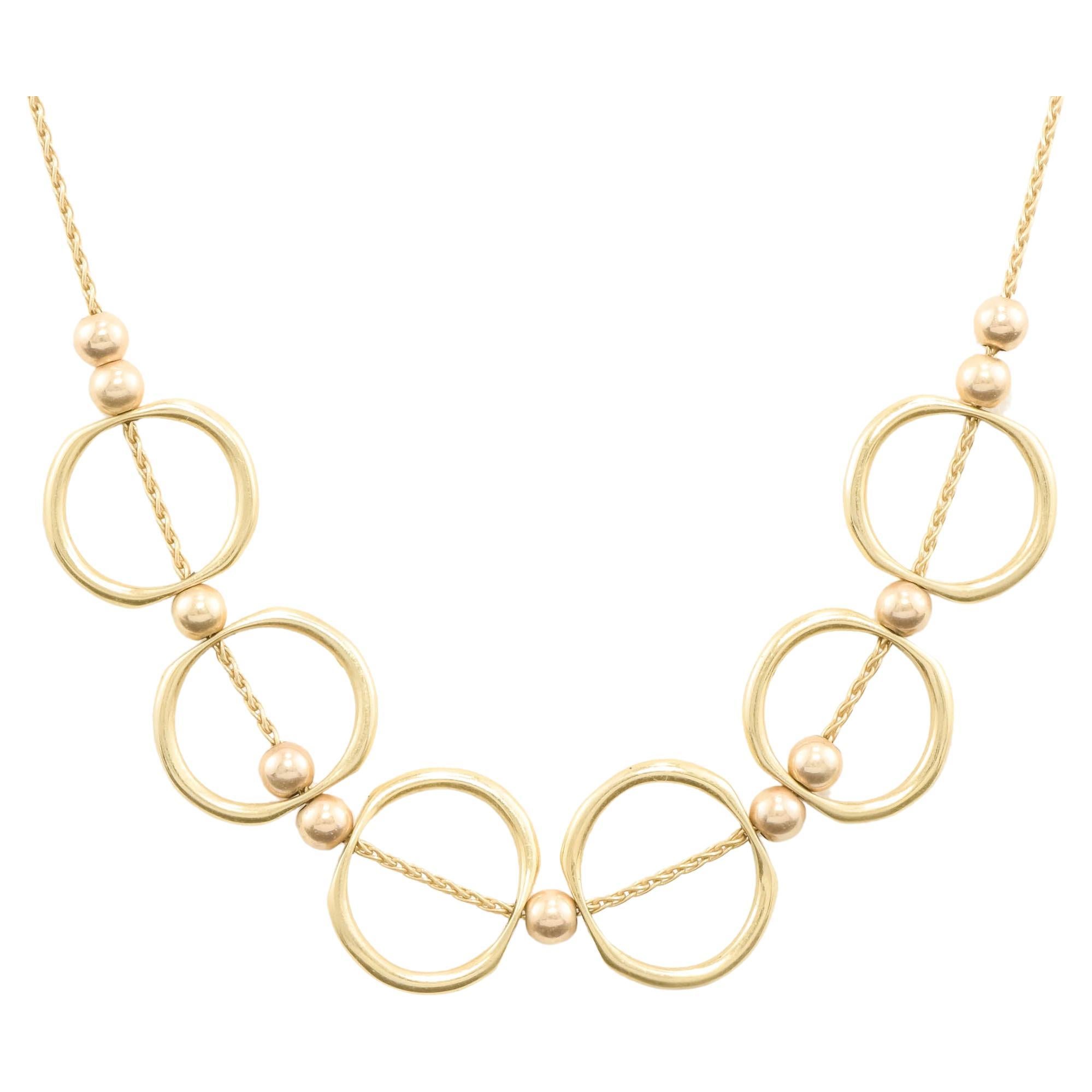 14K Gold Minimalistic Geometric Circle Necklace For Sale at 1stDibs