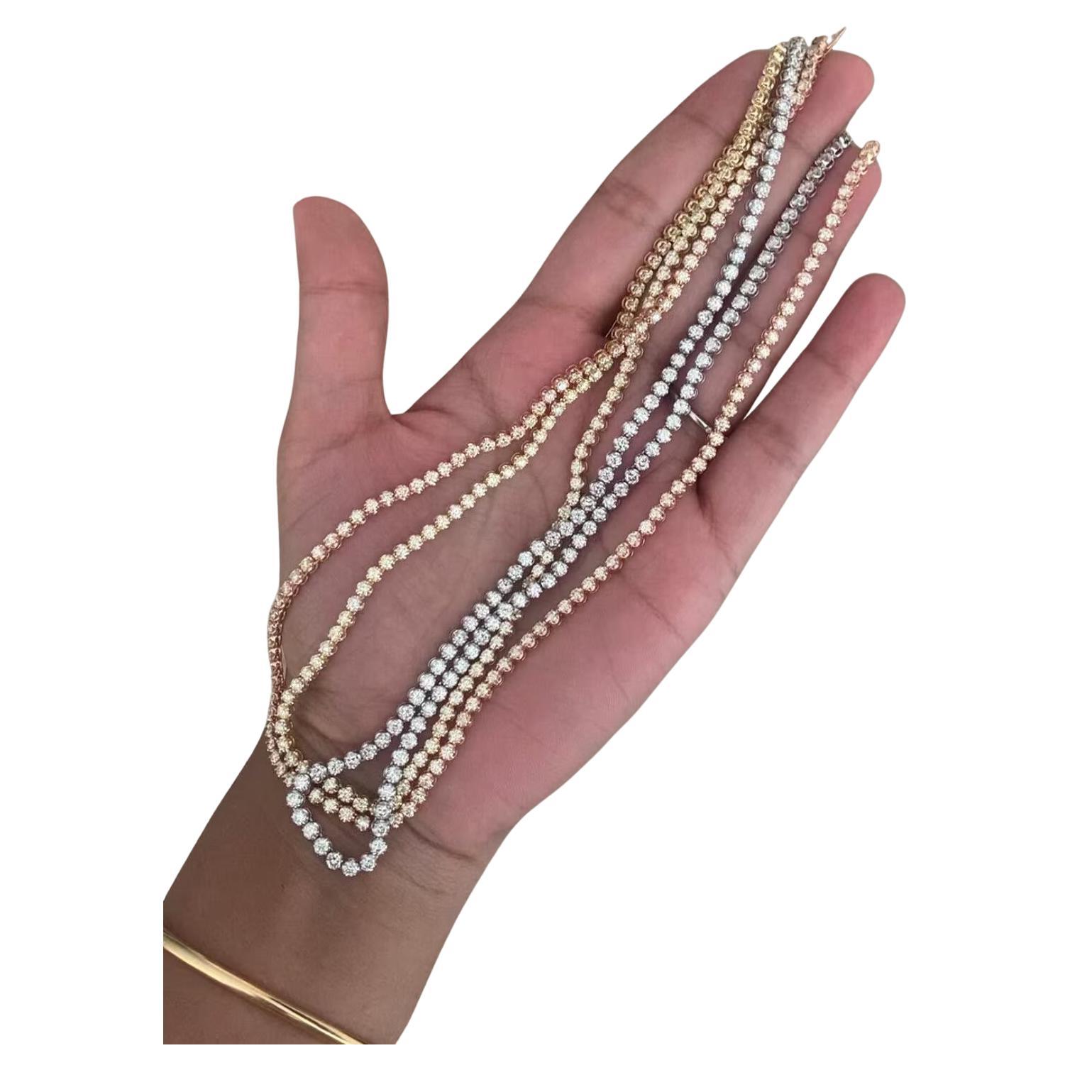 Halfway .50 carat crown setting Natural Diamond Tennis Bracelet in 14k ...