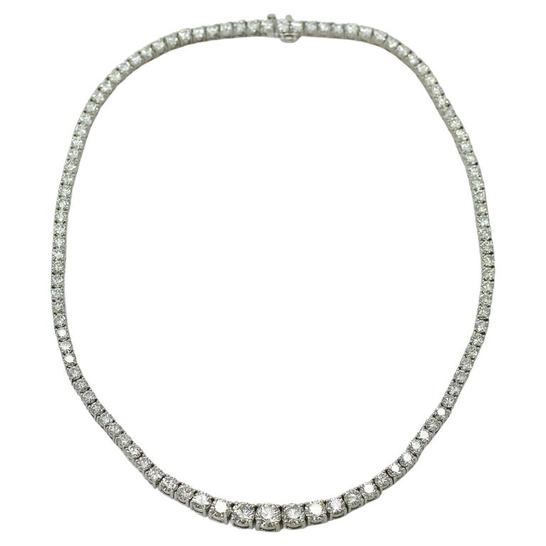 14K gold Natural Diamonds Tennis Rivera Necklace 24.10 CTW For Sale at ...