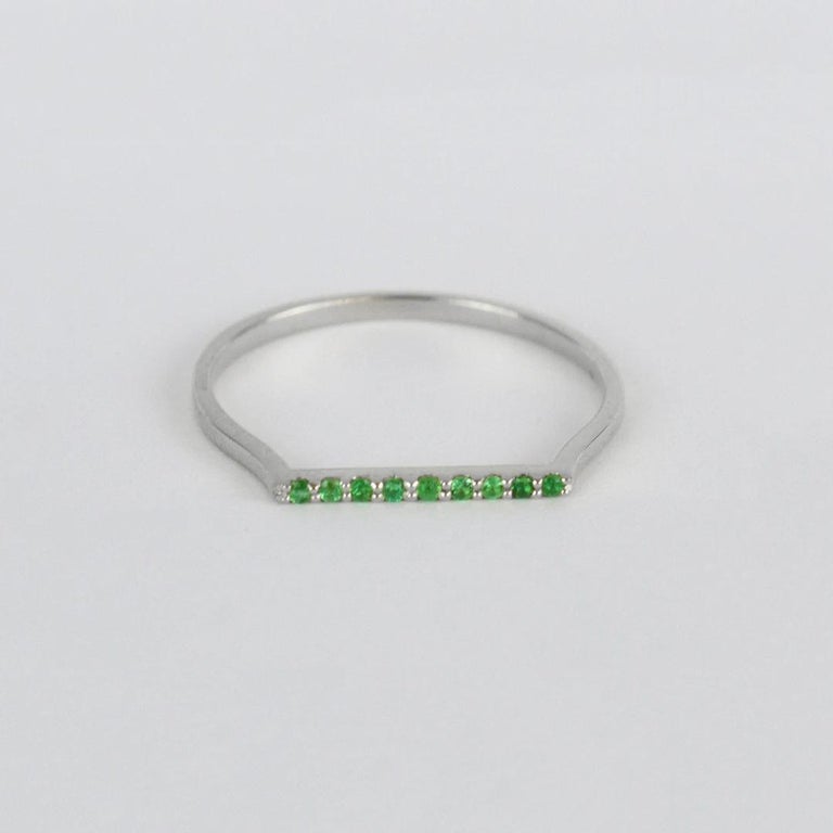 Customizable 14k Gold Natural Emerald Ring Thin Emerald Stacking Ring ...